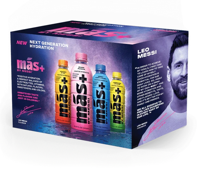 MAS+ HYDRATION BY Lionel Messi Variety Pack (12 x 500ml) IN STOCK £87. ...