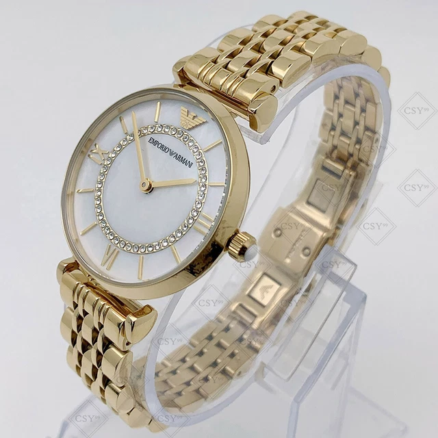 EMPORIO ARMANI AR1907 Gianni T-Bar Analog Gold Edelstahl Quartz 32mm ...