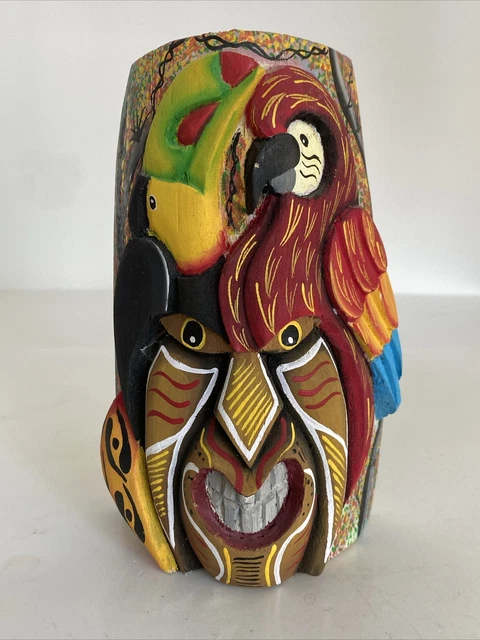 AUTHENTIC HAND CARVED Wood Costa Rican Boruca Mask Colorful Vibrant ...