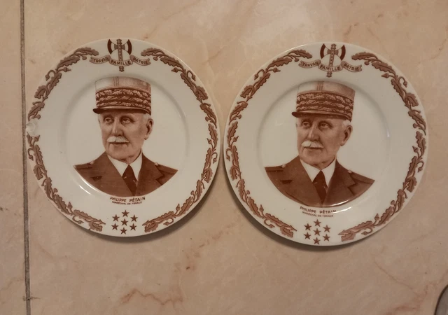 2 ASSIETTES MARÉCHAL Pétain Chef De L'État Français Porcelaine De ...