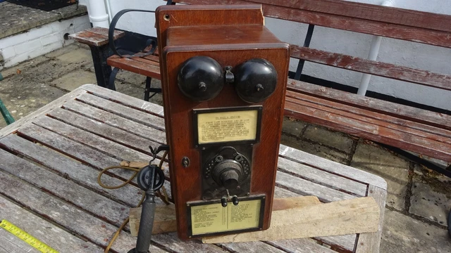 VINTAGE ANTIQUE WESTERN Electric Solid Oak Wall Telephone Selector ...