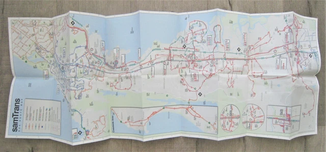 VINTAGE 1995 SAMTRANS Bus System Route Map Guide San Francisco San ...