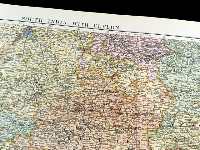 MAP OF HYDERABAD India Bombay Ceylon Mysore Madras Post WW1 Antique ...