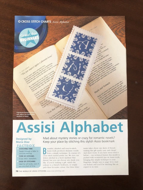 ASSISI STYLE ALPHABET Cross Stitch Charts **from a magazine** £1.50 ...