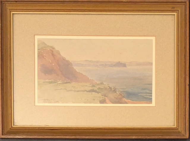 ANTIQUE ORIGINAL WATERCOLOUR Scarboro Castle From Filey Cliff Sept 1916 ...