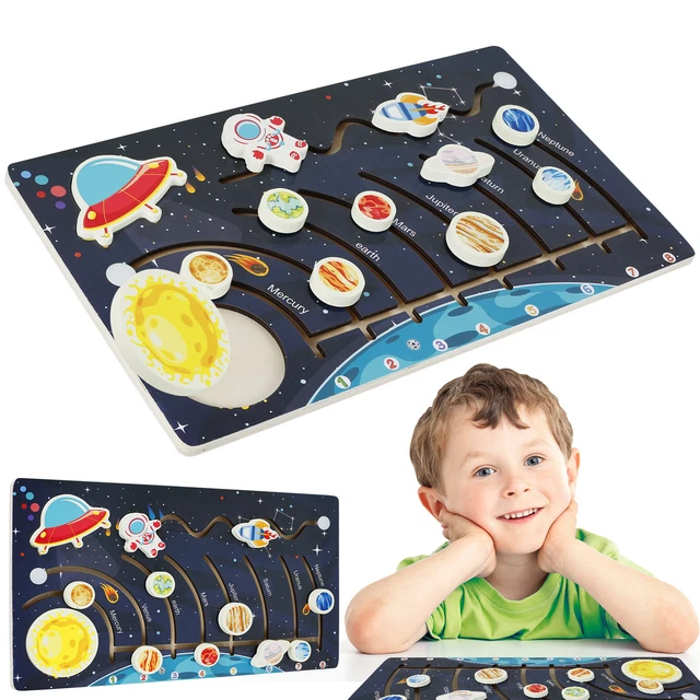 SOLAR SYSTEM MODEL Board with 9 Planets Spaceship Rocket Module Early ...
