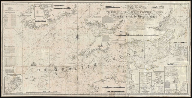 1843 BLACHFORD BLUEBACK Nautical Chart Map of the English Channel £ ...