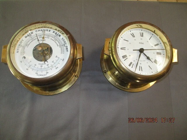 STOCKBURGER QUARTZ SHIP;S Bell + Compensated Precision Barometer 16 cm ...