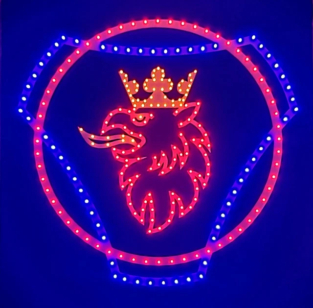 SCANIA TRUCK / LORRY LED LOGO LIGHT BOARD CABIN LED SIGN 50x50cm + FREE ...