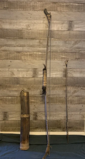 AMAZON RAINFOREST NATIVE Tribal Bow Quiver And Arrow Unique Handmade ...