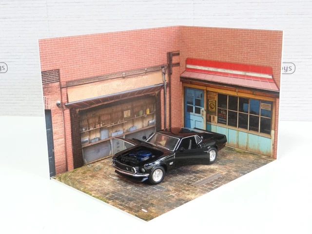 STORE AND GARAGE scene Scale 1:24 Diorama kit Car models display 1/24 ...