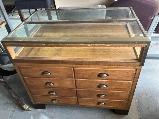 VINTAGE 12 DRAWER Retail Shop Industrial Haberdashery Display Cabinet ...