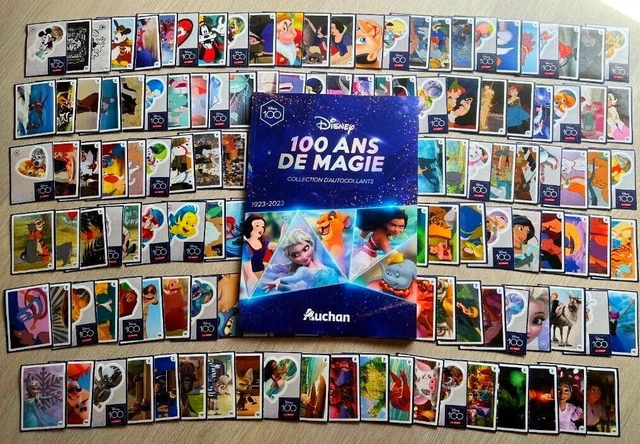 CARTES AUCHAN DISNEY 100 ans de la magie 2023 autocollants stickers pas ...