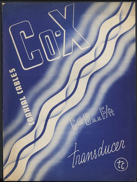 TRANSDUCER CORPORATION CO-X Coaxial Cables brochure 1938 £15.17 ...