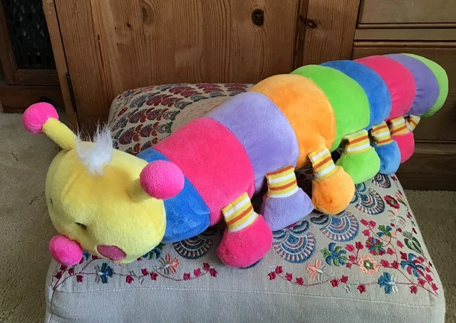 LOVELY CATERPILLAR RAINBOW Yellow Face Stripey Socks Long Soft Plush ...