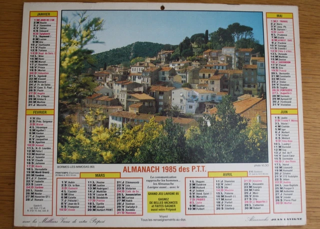 CALENDRIER ALMANACH DES POSTES PTT 1985 thème Régions Françaises ...
