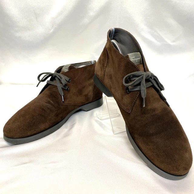 SALVATORE FERRAGAMO CHUKKA Boots Shoes Brown Suede Men's 7 US8 EE/EEE £ ...