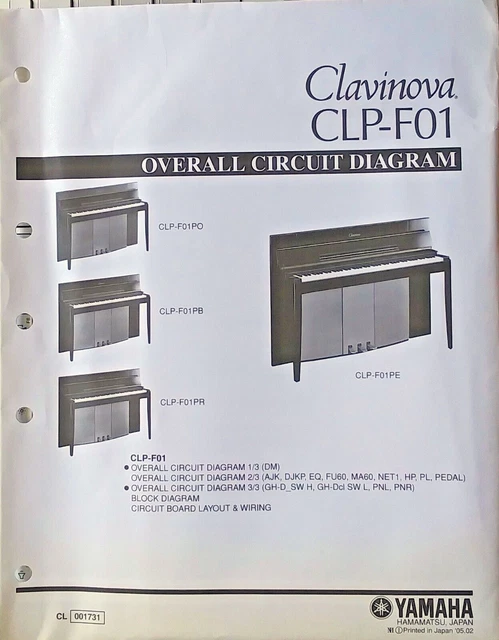 YAMAHA CLP-F01 CLAVINOVA Digital Piano Original Overall Circuit Diagram ...