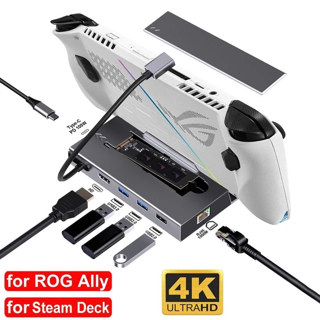 SATA NVME M.2 Handheld Console Stand Base for Asus ROG Ally Home Travel ...