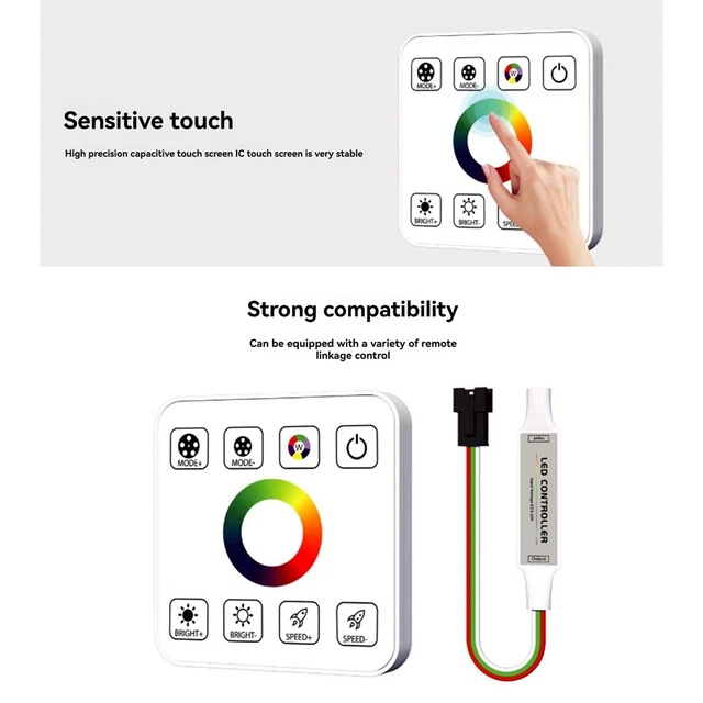 LED STRIP LIGHT Controller with 8Key Panel Controller Reflux Pixel2605 ...