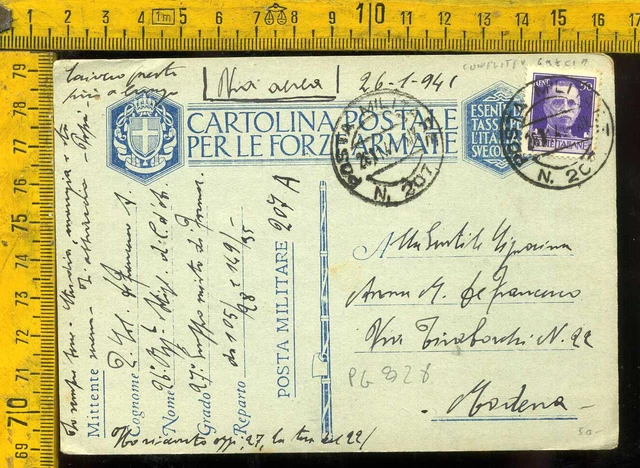 SECONDA GUERRA FRANCHIGIA Posta Militare 207 Conflitto Grecia x Modena ...