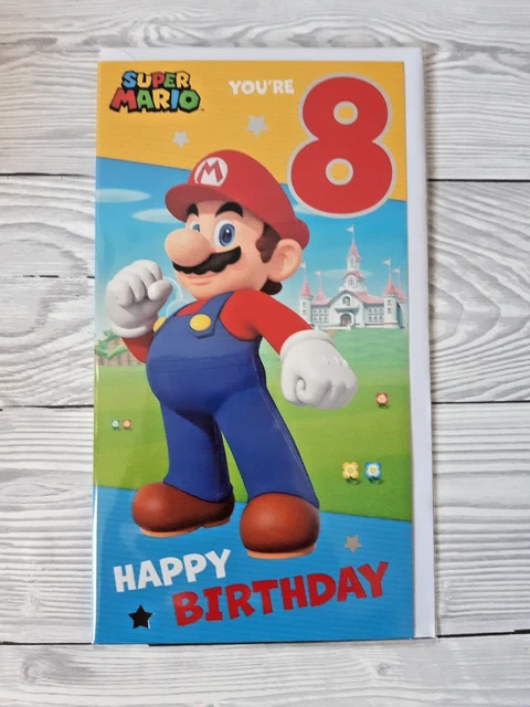 SUPER MARIO BIRTHDAY Greeting Card for 8-Year-Old - Nintendo Character ...