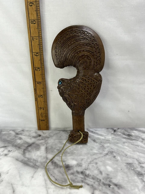 VINTAGE MAORI MERE Patu Wahaika War Club Tiki Carved Wood Native New ...