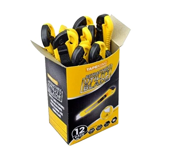 TAPE KING UTILITY Knife Box Cutters (12-Pack Bulk, 18mm Wide Blade ...