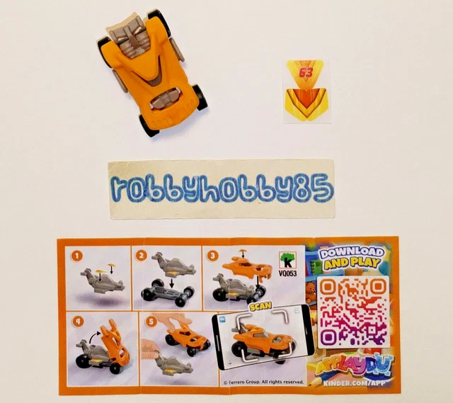 VQ053 ORANGE CAR + BPZ KINDER Surprise Italy 2024/2025 Plane £2.74 ...