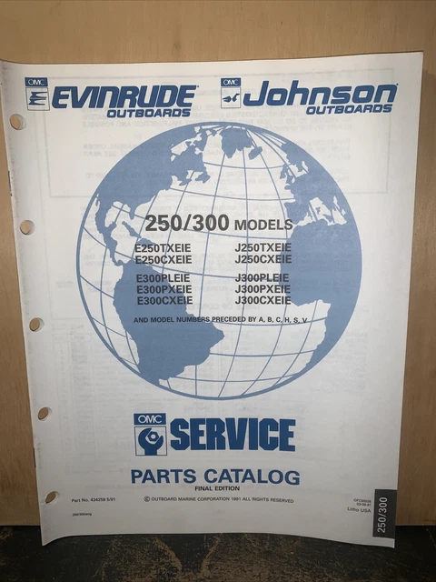 JOHNSON EVINRUDE -PARTS Catalog- For 250/300 Models 1991. £8.71 - PicClick UK