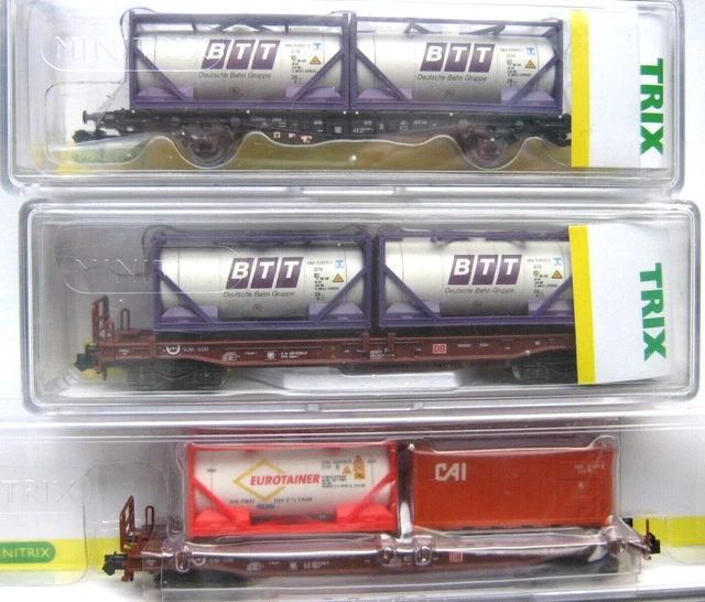 MINITRIX EUROTAINER BTT Container Taschenwagen 15254 15289 zu 15103 ...