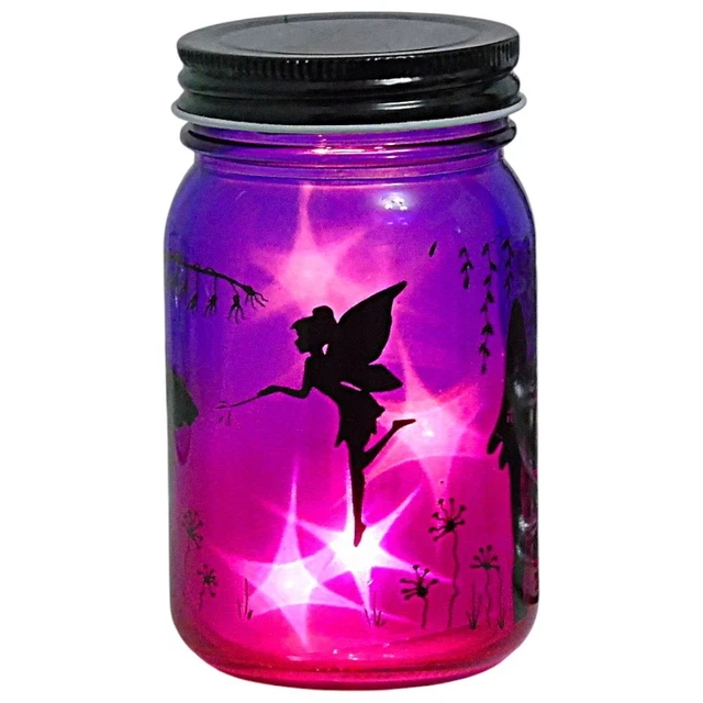 LED LIGHT UP Firefly Glass Mason Jar Fairy Unicorn Night Light Lamp ...