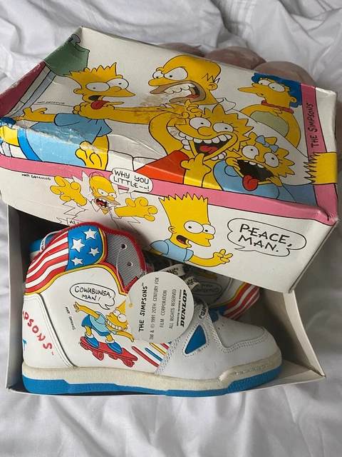 RARE VINTAGE 1991 The Simpsons X Dunlop High Tops Hi Size 3 Crep ...