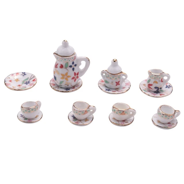 15 PIECE MINIATURE dinnerware porcelain tea set tableware Cup plate ...