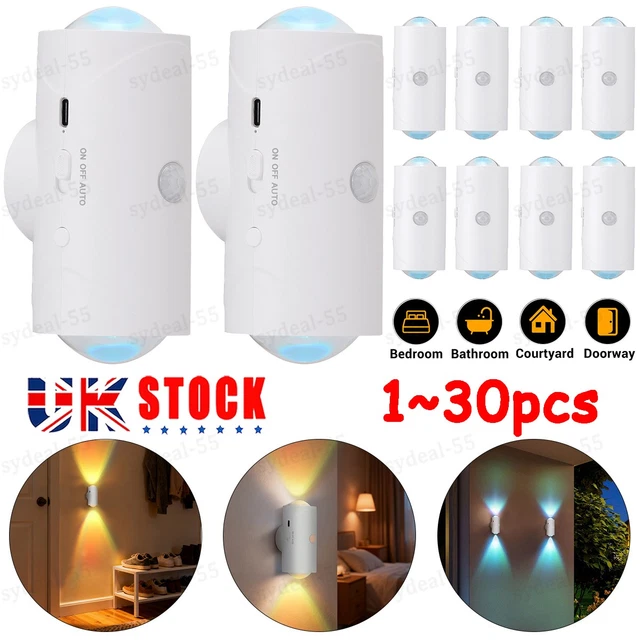 1-30X RGB COLOR Changing Night Light Smart Motion Sensor Rechargeable ...
