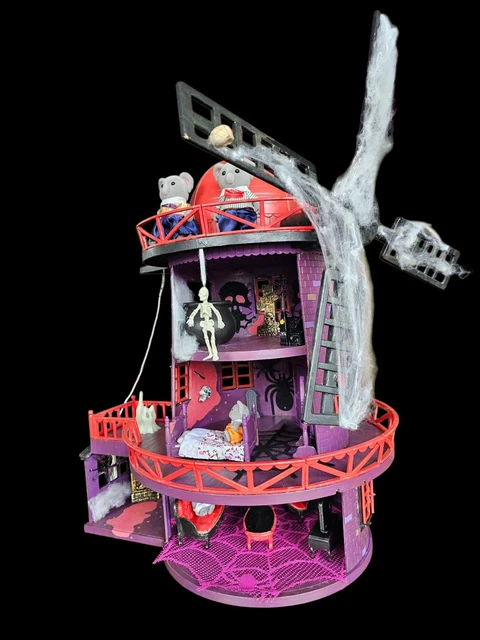 GOTHIC HAND PAINTED Dolls House Windmill Fully Furnished Halloween ...