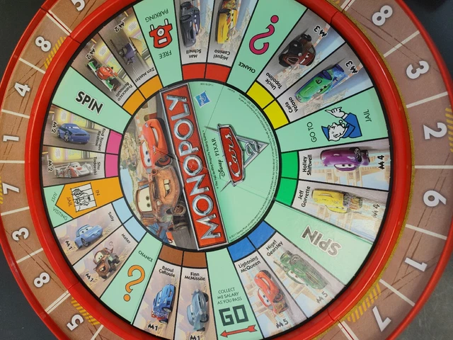 DISNEY PIXAR CARS 2 Monopoly Lightning McQueen Racetrack Board Game ...