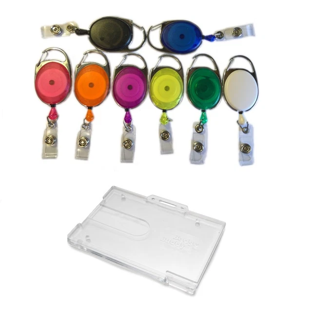BADGE BUDDY DOUBLE Photo ID Card Pass Holder & YoYo Retractable Badge ...