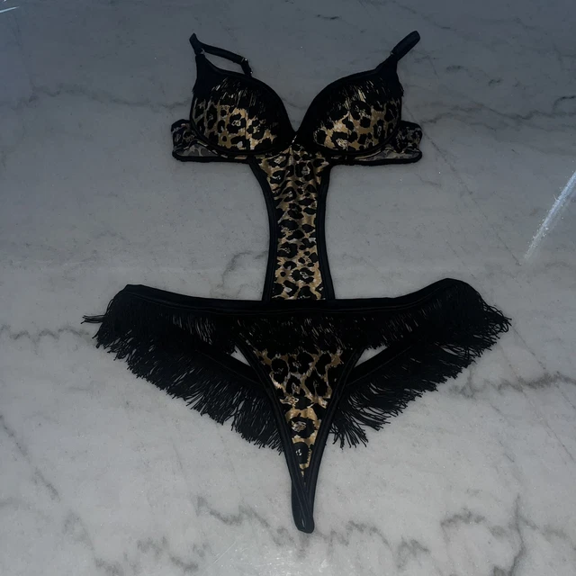 RARE VINTAGE HONEY Birdette Leopard La Femme Playsuit Size 12b/34b/34b ...