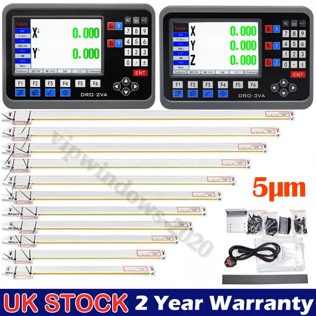 2/3 AXIS DRO Digital Readout TTL Linear Glass Scale 5μm Mill Lathe,UK ...