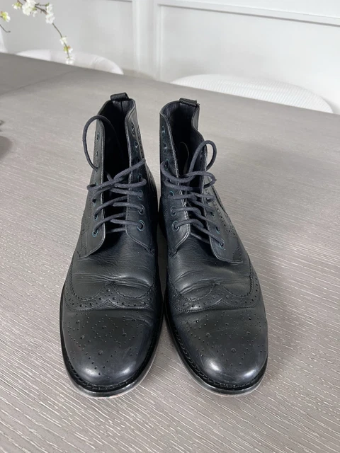 KENNETH COLE BLACK Leather Lace Up Ankle Boots Size 13M £33.79 ...