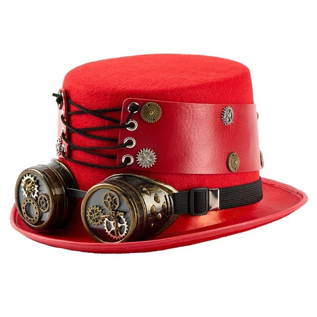 GOTHIC STEAMPUNK TOP Hat with Goggles Adjustable Strap Theme Event ...