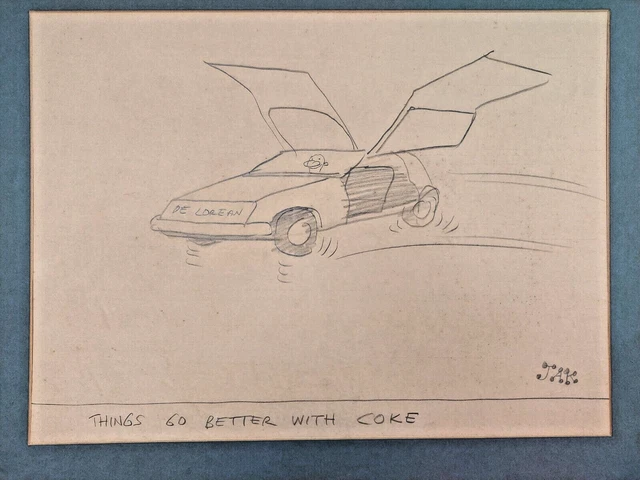 LARGE RAYMOND JACKSON 'JAK' Original Delorean draft newspaper sketch £ ...