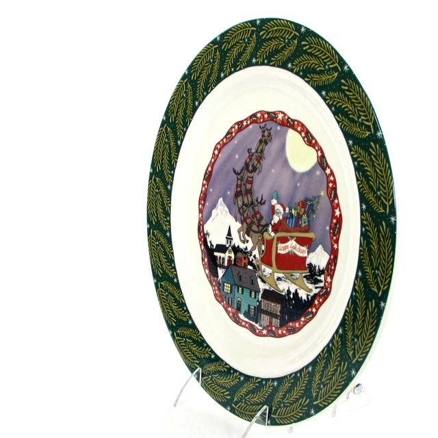 HOMER LAUGHLIN TURANO HOLIDAY COLLECTION SANTA'S SLEIGH 12" Plate Green ...