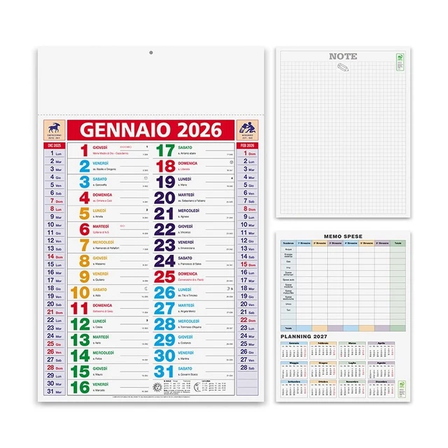CALENDARIO OLANDESE MULTICOLR da Parete 2026 PERSONALIZZABILE 2 PEZZI ...