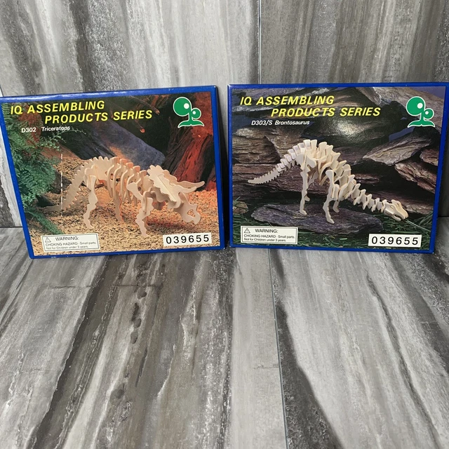 WOOD DINOSAUR MODEL IQ assembling triceratops & brontosaurus lot $9.99 ...