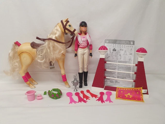 MATTEL 2006 BARBIE Jumping Tawny Horse and Doll Play Set / Jump With ...