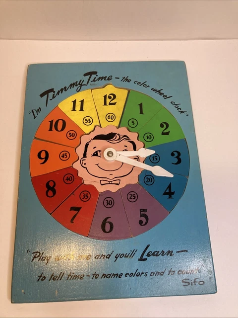 VTG TIMMY TIME Color Wheel Clock SIFO Child's Toy Learn Tell Time ...