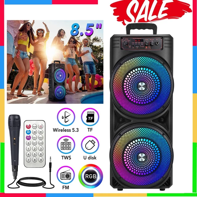 OUTDOOR BLUETOOTH SPEAKER System 30W Rechargeable Dual 8.5" Subwoofer ...