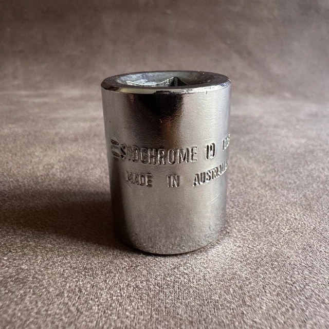 VINTAGE SIDCHROME 19MM Metric 1935-0 1/2" Dr Socket Made In Australia ...